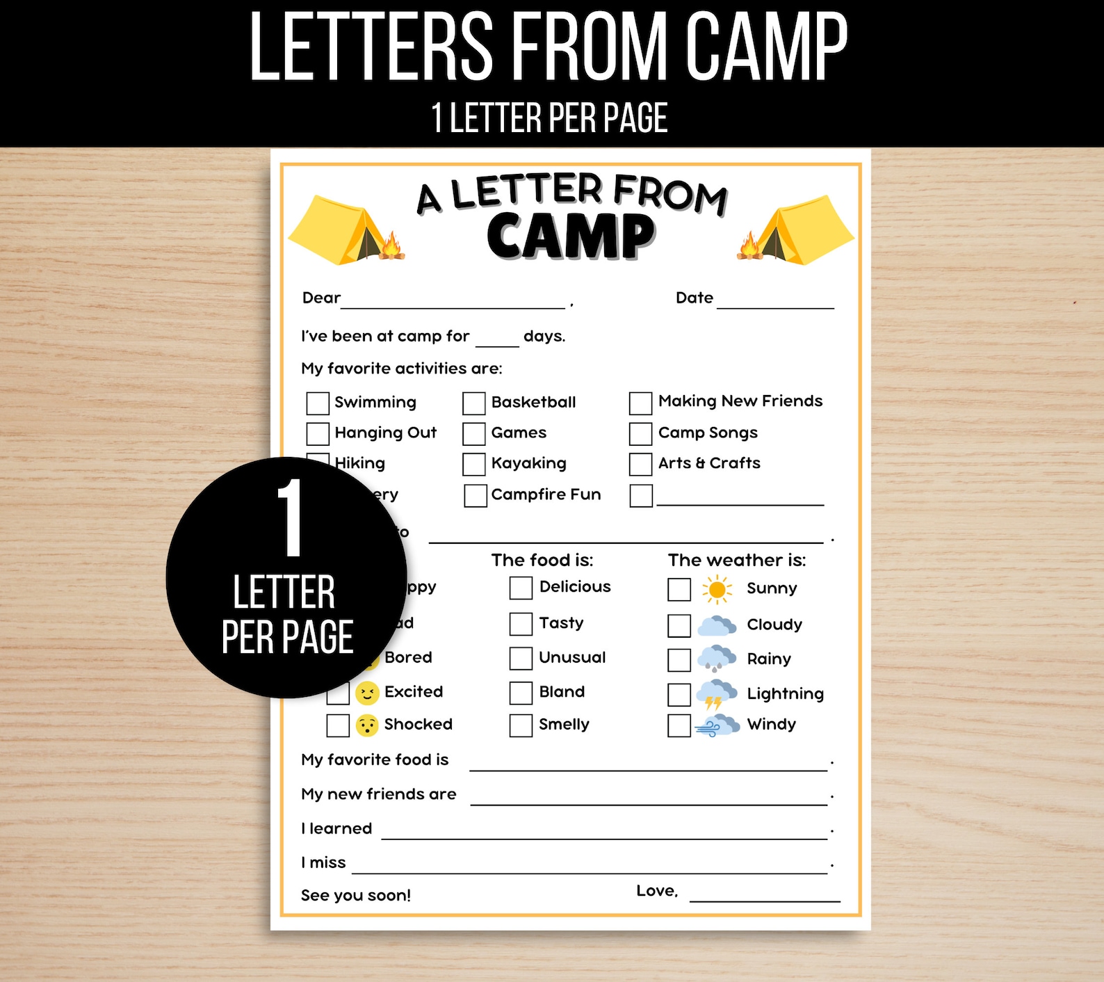 Letters From Camp, Summer Camp Letters, Printable Letter From Camp ...