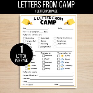 Letters From Camp, Summer Camp Letters, Printable Letter From Camp ...