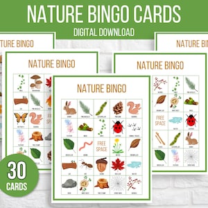 Nature Bingo, 30 Printable Nature Bingo Cards, Nature Party Game ...