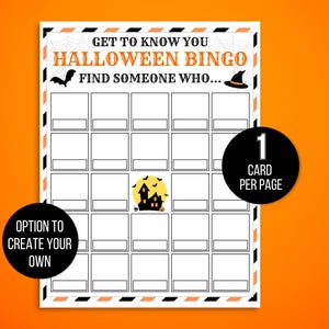 Halloween Get to Know You Bingo, Halloween Bingo, Halloween Games, Find ...
