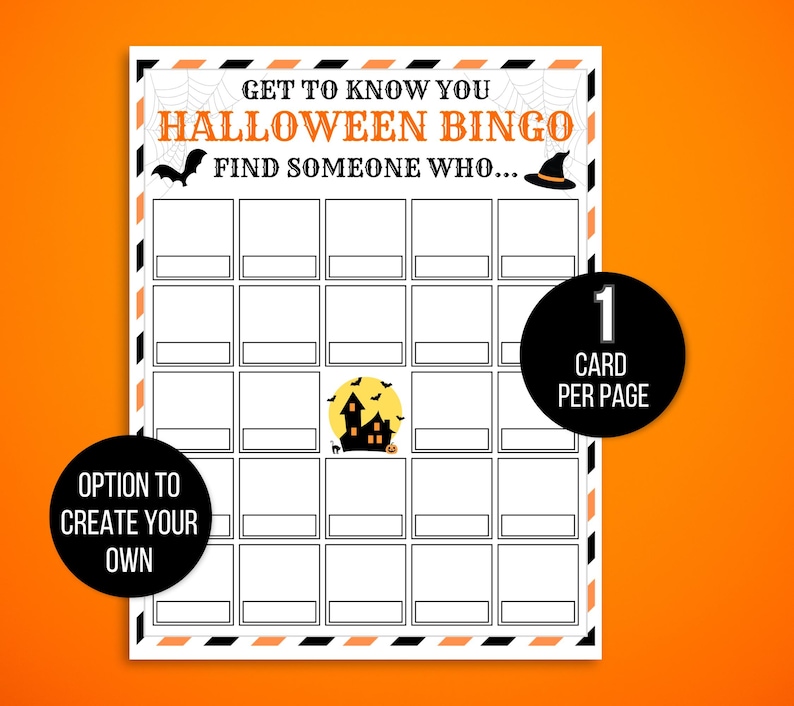 Halloween Get to Know You Bingo, Halloween Bingo, Halloween Games, Find ...