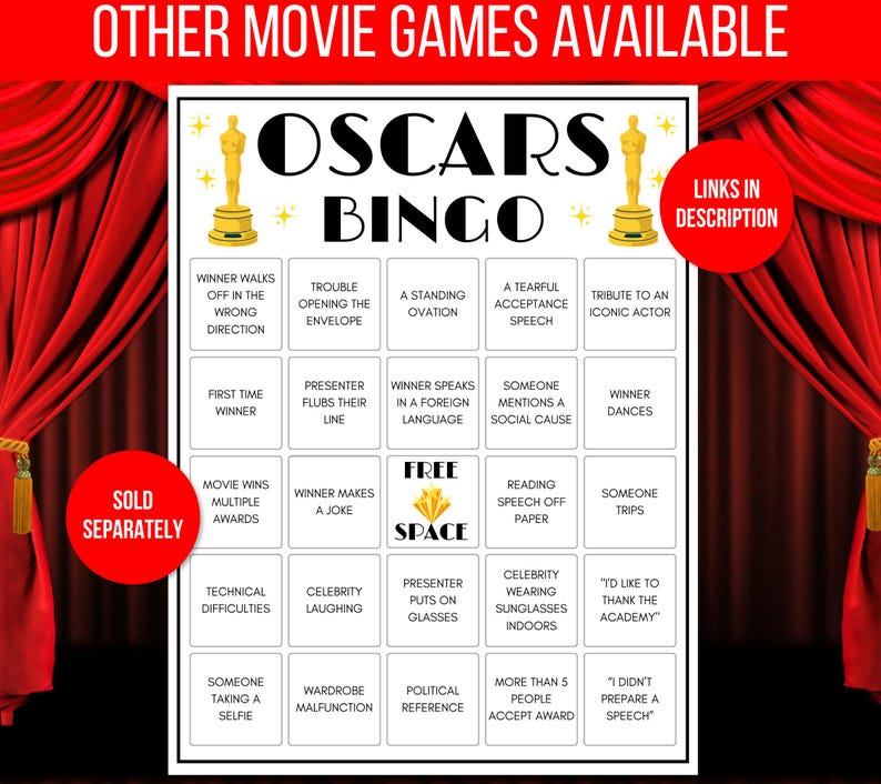 Movie Bingo, 60 Movie Bingo Cards, Movie Night Bingo, Cinema Bingo ...