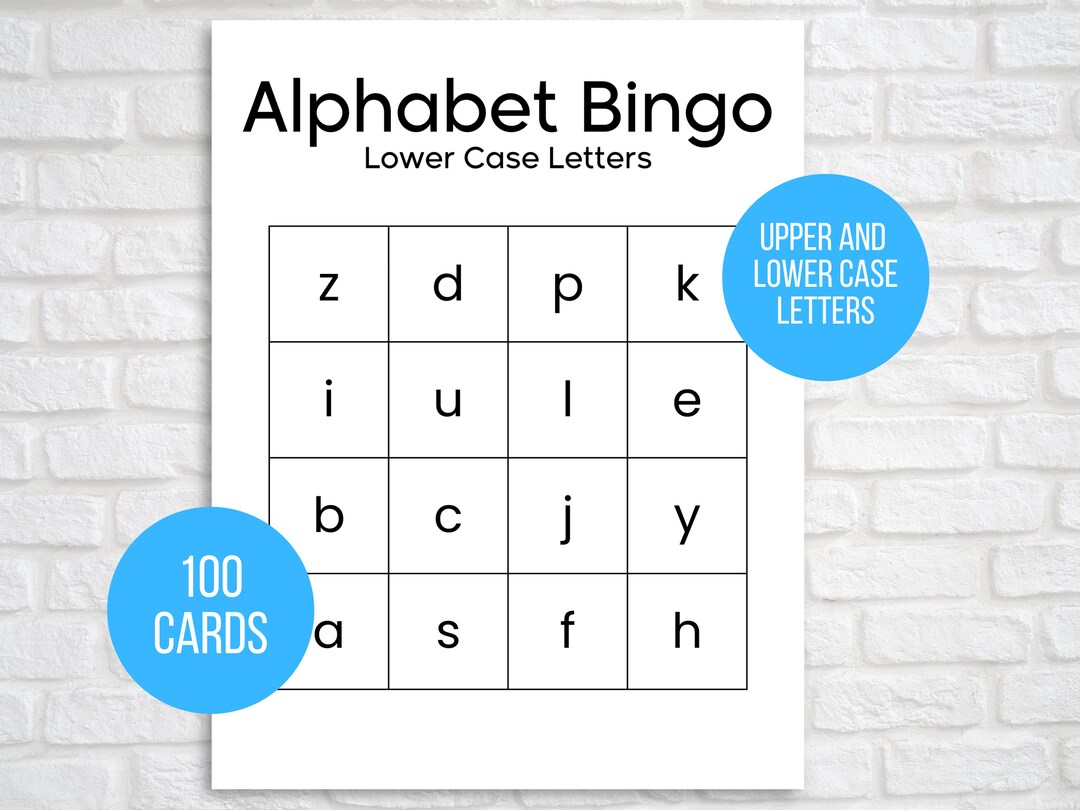 Alphabet Bingo, 100 Printable Alphabet Bingo Cards, ABC Practice, ABC ...