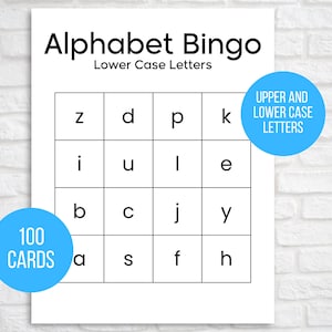 Alphabet Bingo, 100 Printable Alphabet Bingo Cards, ABC Practice, ABC ...