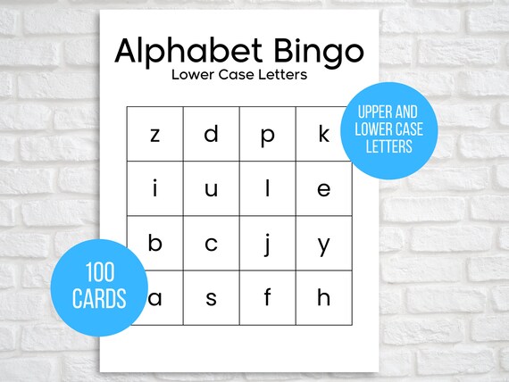 Alphabet Bingo, 100 Printable Alphabet Bingo Cards, ABC Practice, ABC ...