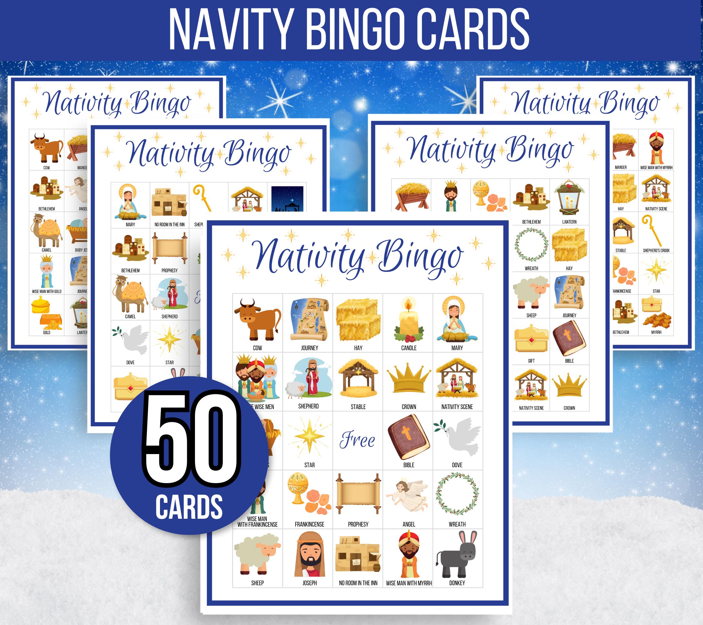 Nativity Bingo, 50 Nativity Bingo Cards, Christmas Bingo, Christmas ...