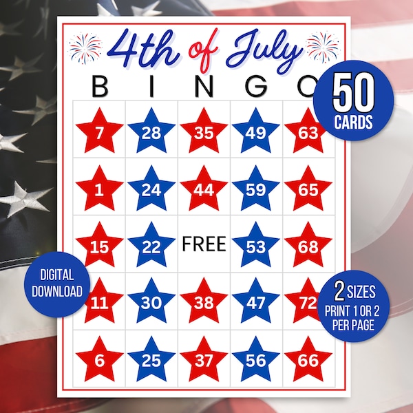 4th of July Bingo - Etsy