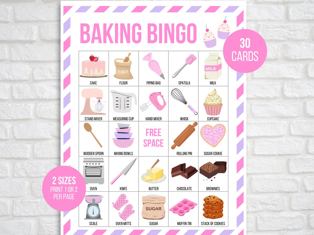 Baking Bingo 30 Printable Baking Bingo Cards Baking - Etsy