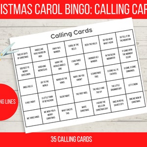 Christmas Carol Bingo, 50 Printable Christmas Carol Bingo Cards ...