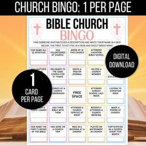 Bible Church Bingo, 50 Church Bingo Cards, Christian Bingo, Find ...