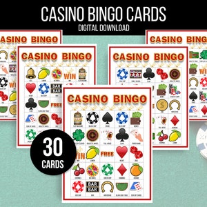 Casino Bingo, Casino Game, Casino Party Activity, Casino Printable ...