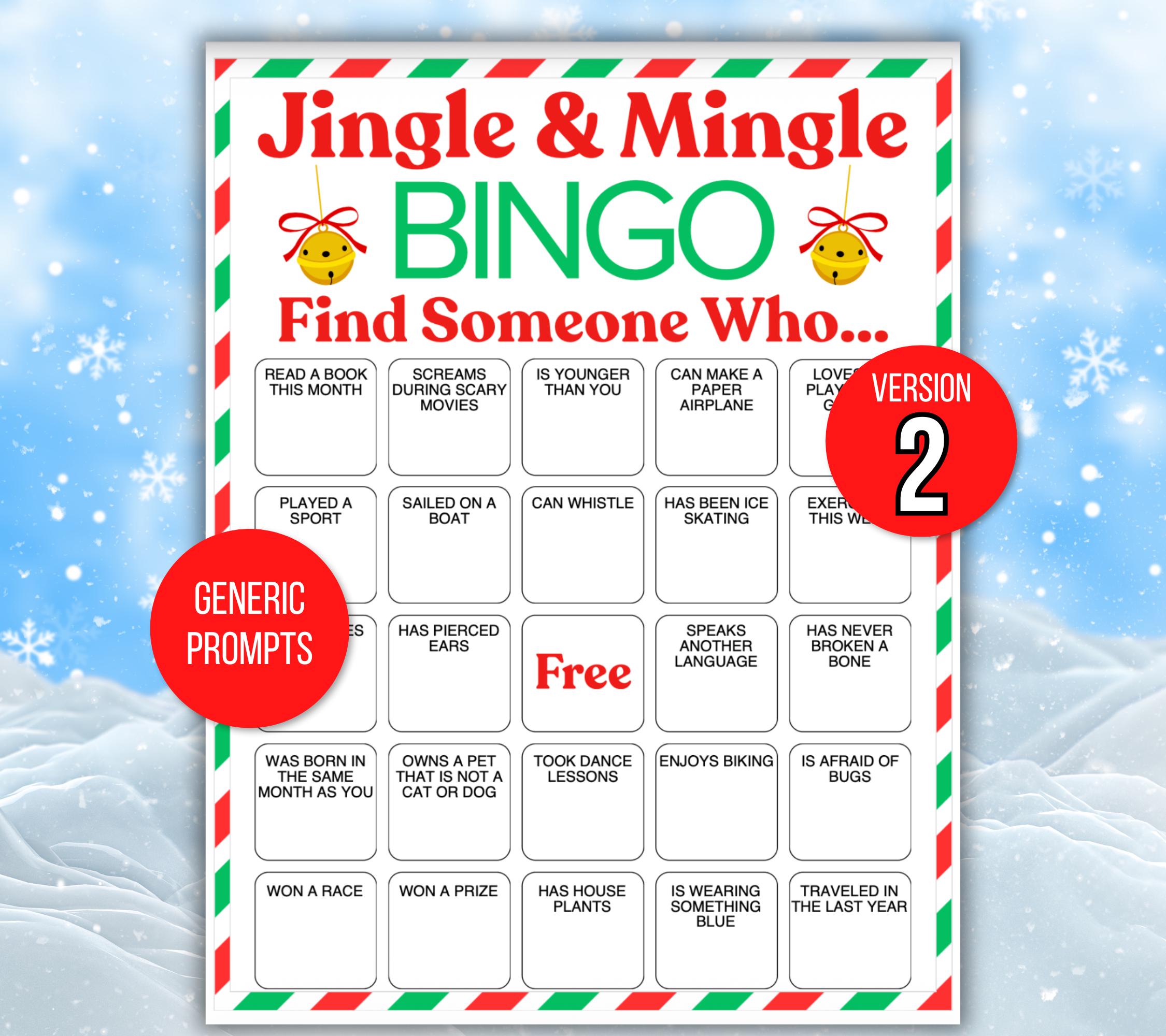 Jingle and Mingle Bingo, Get to Know You Christmas Bingo, Christmas ...