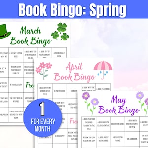 Book Bingo, 12 Monthly Book Bingo Challenges, Book Bingo for Adults ...