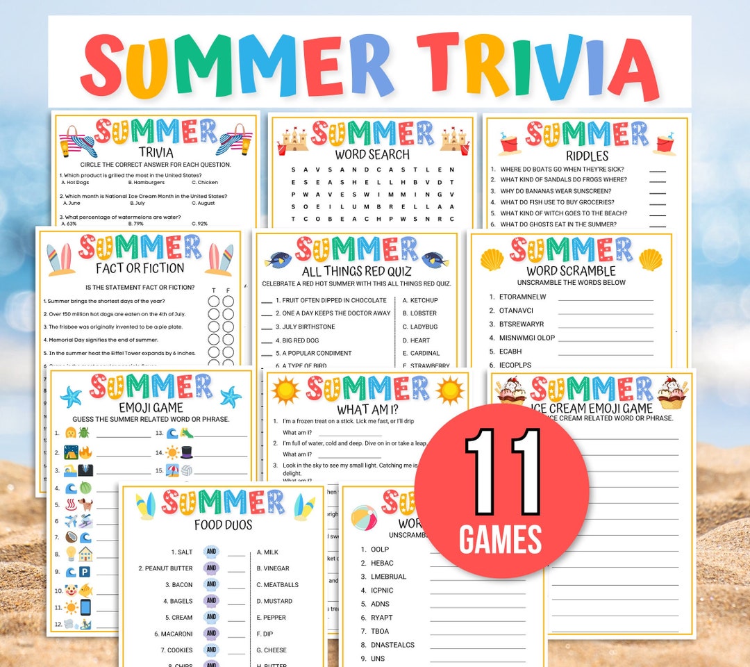 Summer Trivia Games, Summer Activities, Summer Party Games, Summer Game ...