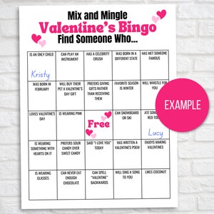 Valentine's Bingo, Valentine's Get to Know You Bingo, Find Someone Who ...