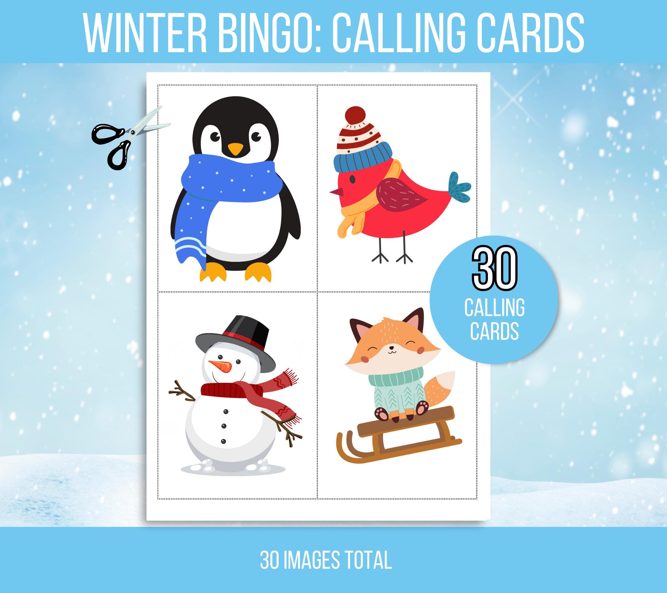 Winter Bingo, 30 Winter Bingo Cards, Winter Activity for Kids, Kids ...