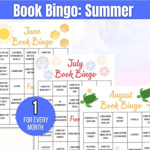 Book Bingo, 12 Monthly Book Bingo Challenges, Book Bingo for Adults ...