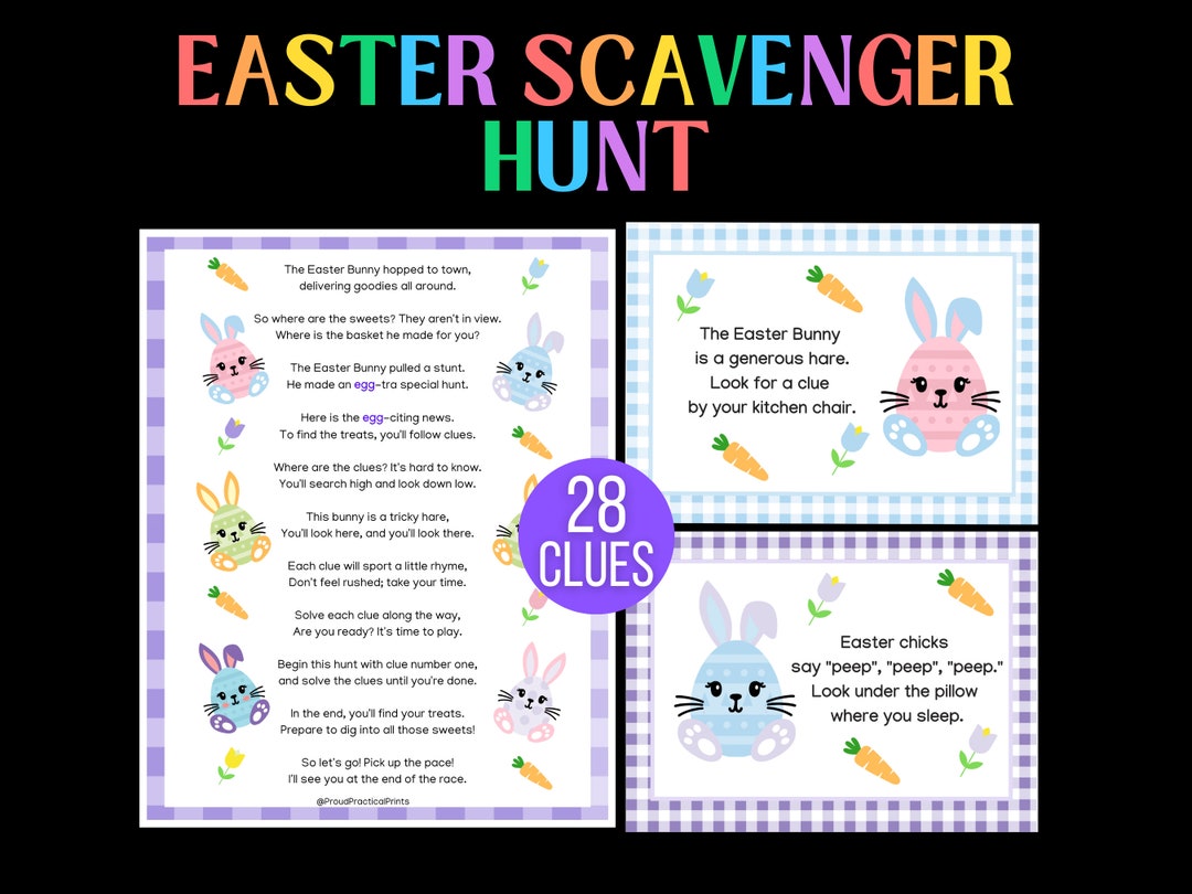 Indoor Easter Scavenger Hunt for Kids, Indoor Treasure Hunt for Kids ...