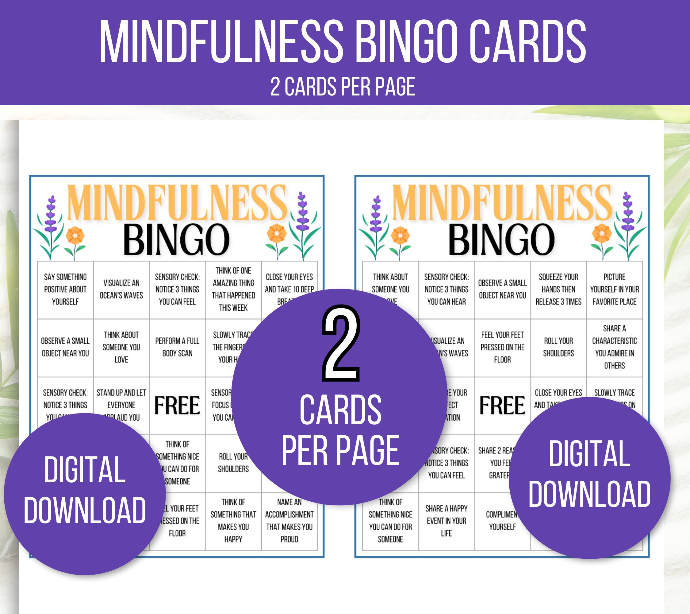 Mindfulness Bingo, 30 Mindfulness Bingo Cards, Gratitude Bingo ...