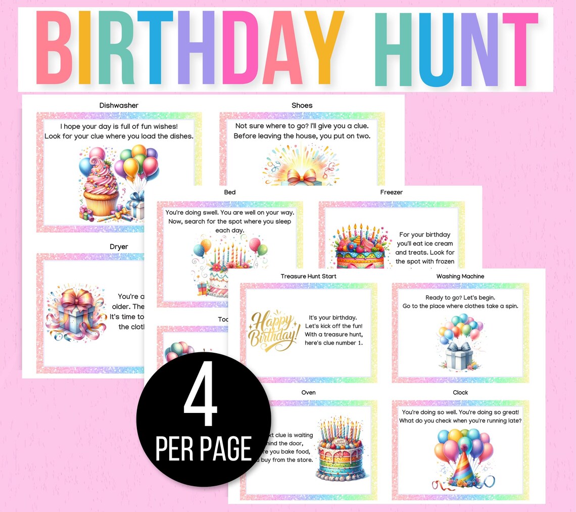 Indoor Birthday Treasure Hunt, Indoor Birthday Scavenger Hunt, Treasure ...