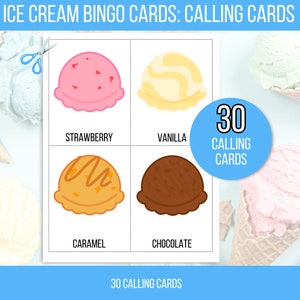 Ice Cream Bingo, 50 Printable Ice Cream Bingo Cards, Ice Cream Birthday ...