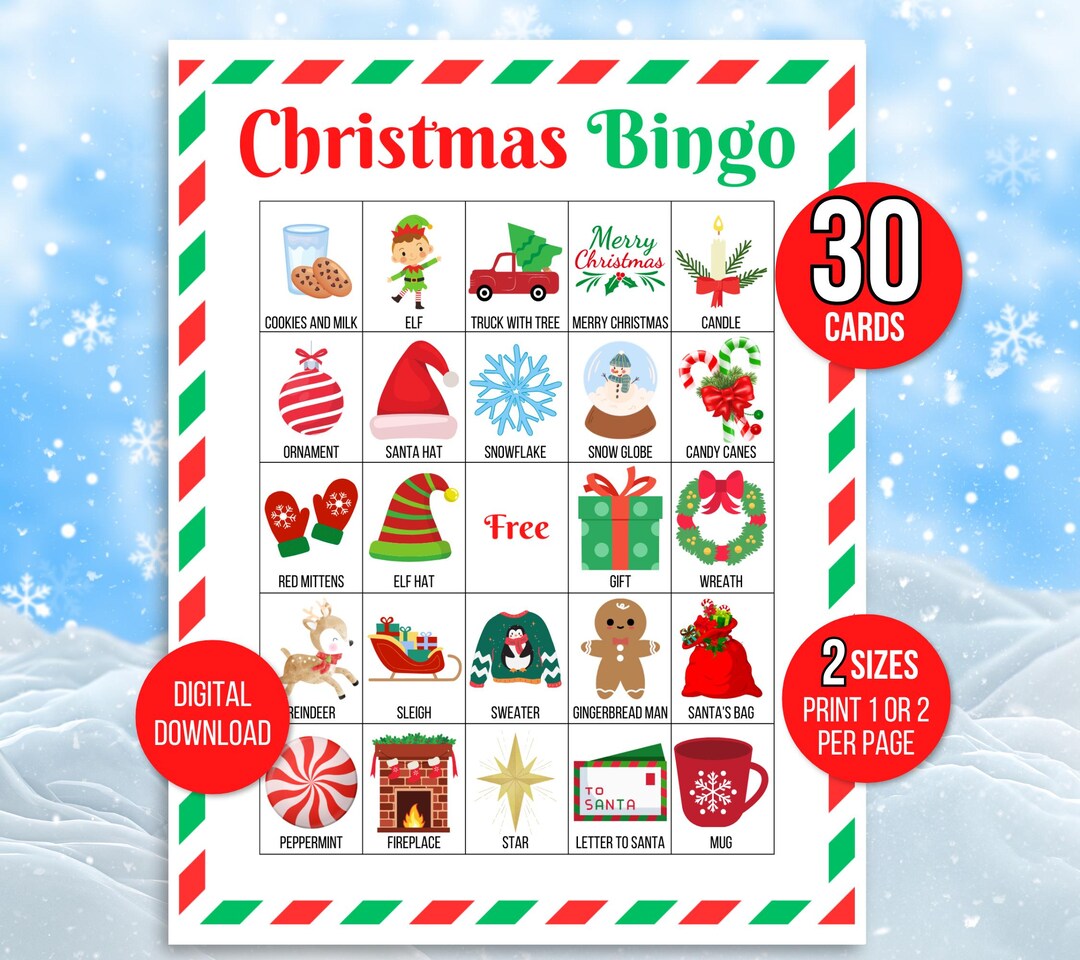 Christmas Bingo, 30 Christmas Bingo Cards, Christmas Activity, Kids ...