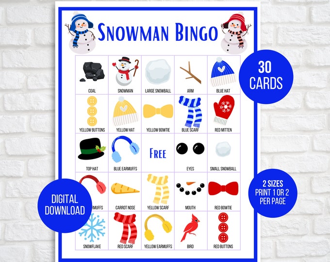 Winter Bingo 40 Printable Cards INSTANT DOWNLOAD - Etsy