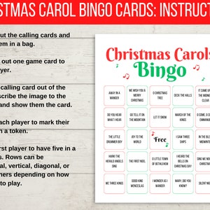 Christmas Carol Bingo, 50 Printable Christmas Carol Bingo Cards ...
