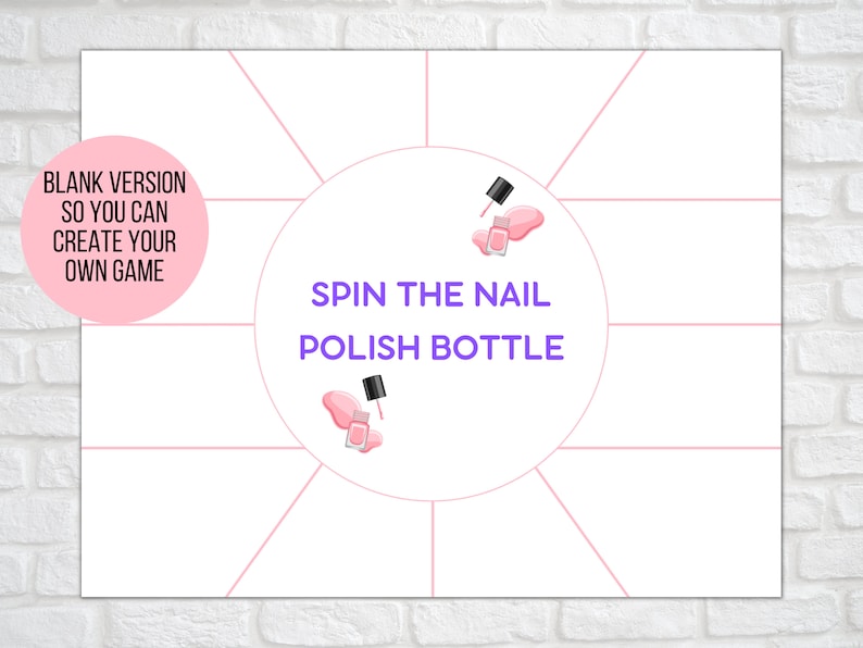 Spin the Nail Polish Bottle Printable Game Girls Party Game - Etsy
