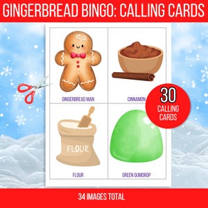 Gingerbread Bingo, 50 Gingerbread Bingo Cards, Christmas Baking Bingo ...