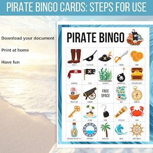 Pirate Bingo, 30 Printable Pirate Bingo Cards, Pirate Birthday, Pirate ...