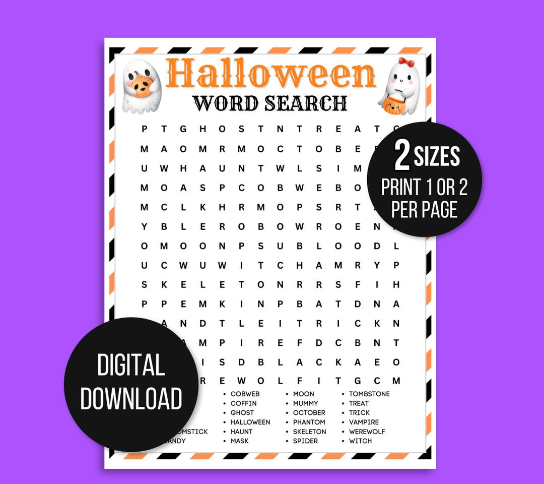 Halloween Word Search, Fun Halloween Game, Printable Halloween Game ...