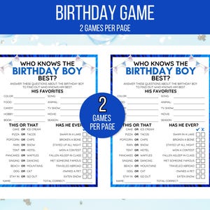 Who Knows the Birthday Boy Best, Birthday Party Game, Birthday Game for ...