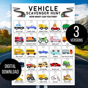 Road Trip Scavenger Hunt for Kids, Vehicle Scavenger Hunts, Road Trip ...