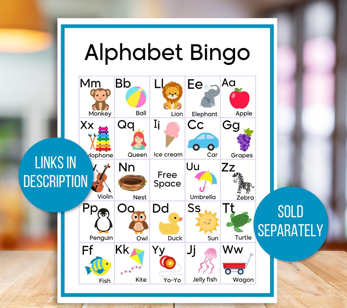 Alphabet Bingo, 100 Printable Alphabet Bingo Cards, ABC Practice, ABC ...