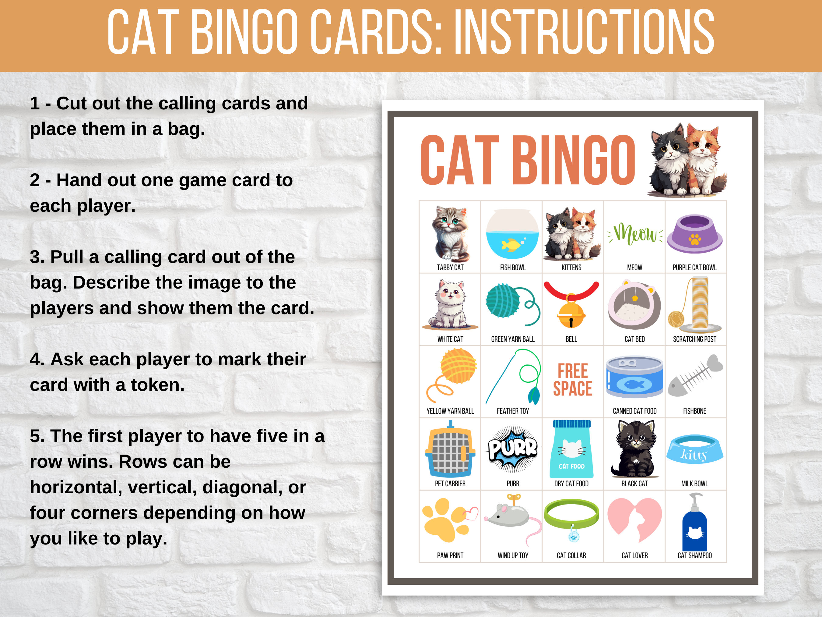 Cat Bingo 30 Printable Cat Bingo Cards Cat Birthday Party - Etsy UK