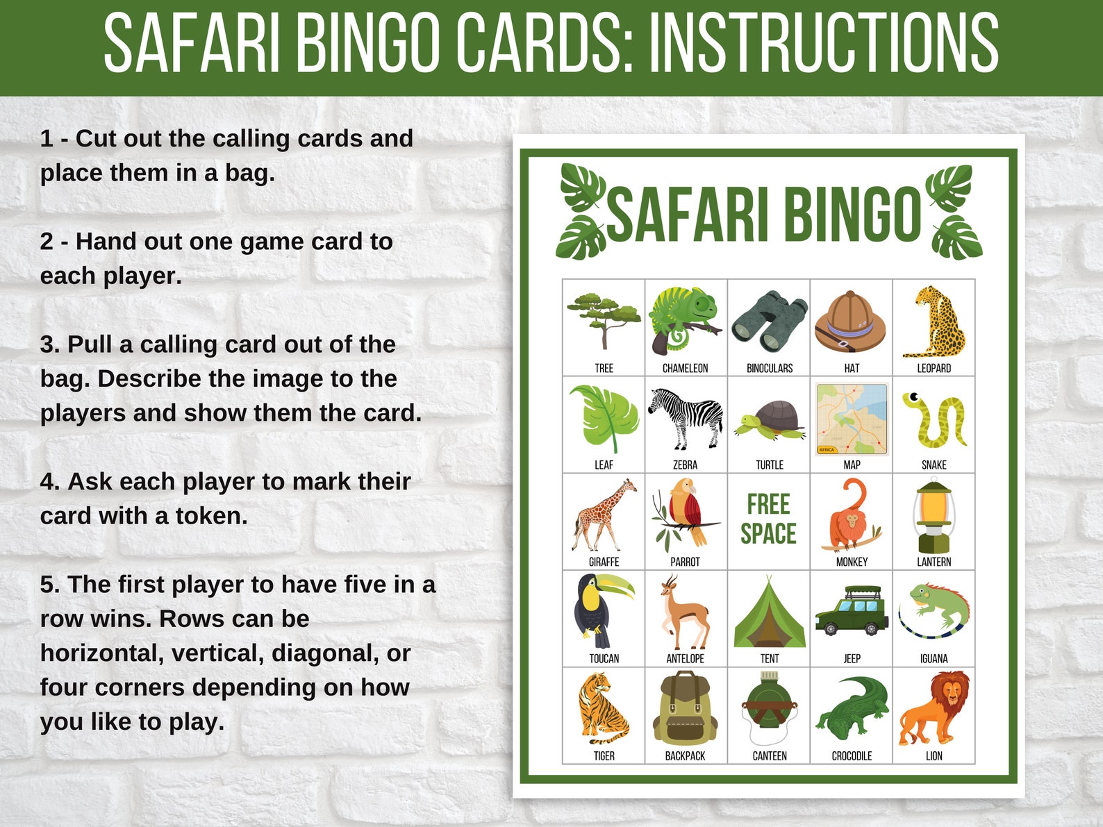 Safari Bingo 30 Printable Safari Bingo Cards Safari Party - Etsy