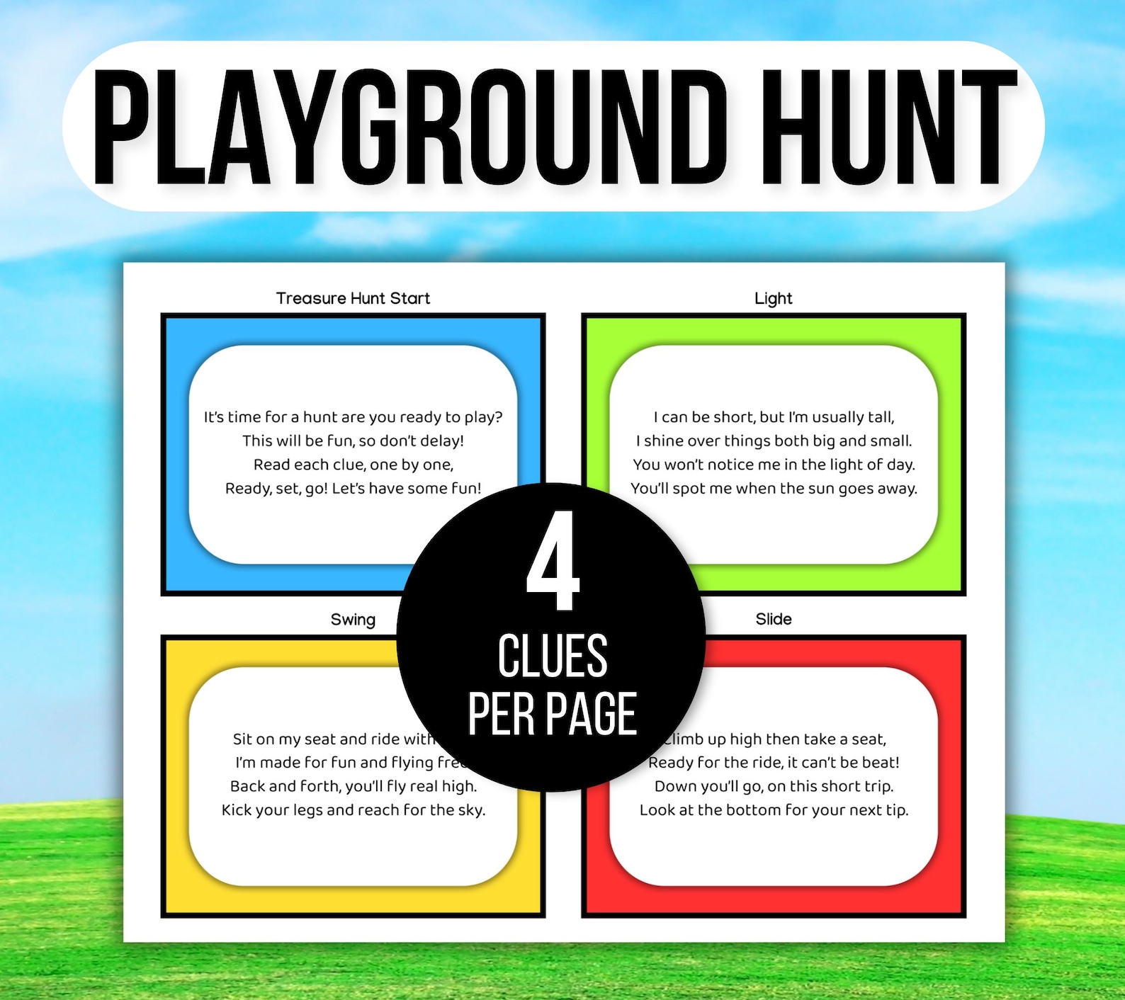 Playground Treasure Hunt, Park Treasure Hunt, Playground Scavenger Hunt ...