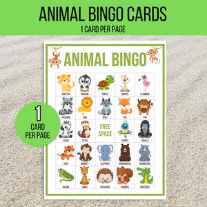 Animal Bingo, 30 Printable Animal Bingo Cards, Animal Party Game ...
