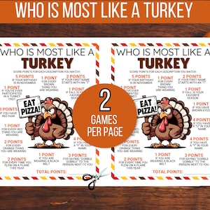 Thanksgiving Game, Who is Most Like a Turkey Game, Thanksgiving ...