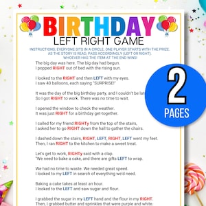 Left Right Birthday Game, Right Left Birthday Game, Kids Birthday Pass ...