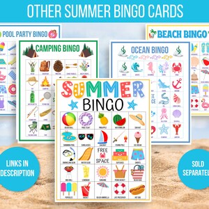 Summer Bingo, 30 Unique Printable Summer Bingo Cards, Summer Game ...