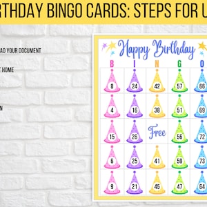 Birthday Bingo, 60 Birthday Bingo Cards, Birthday Party Game, Happy ...