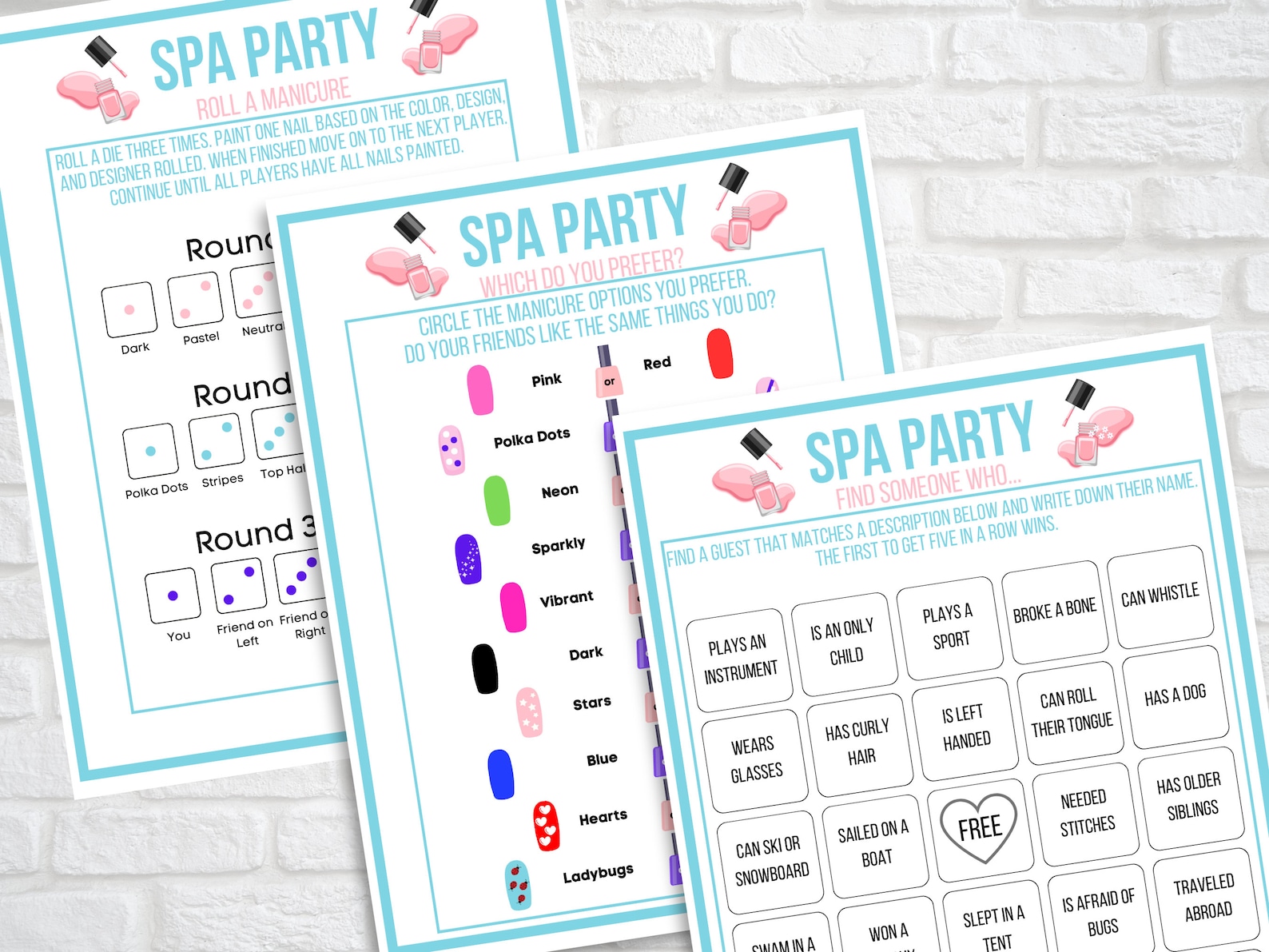 Spa Party Games Printable, Spa Party Activities, Girls Spa Party Games ...