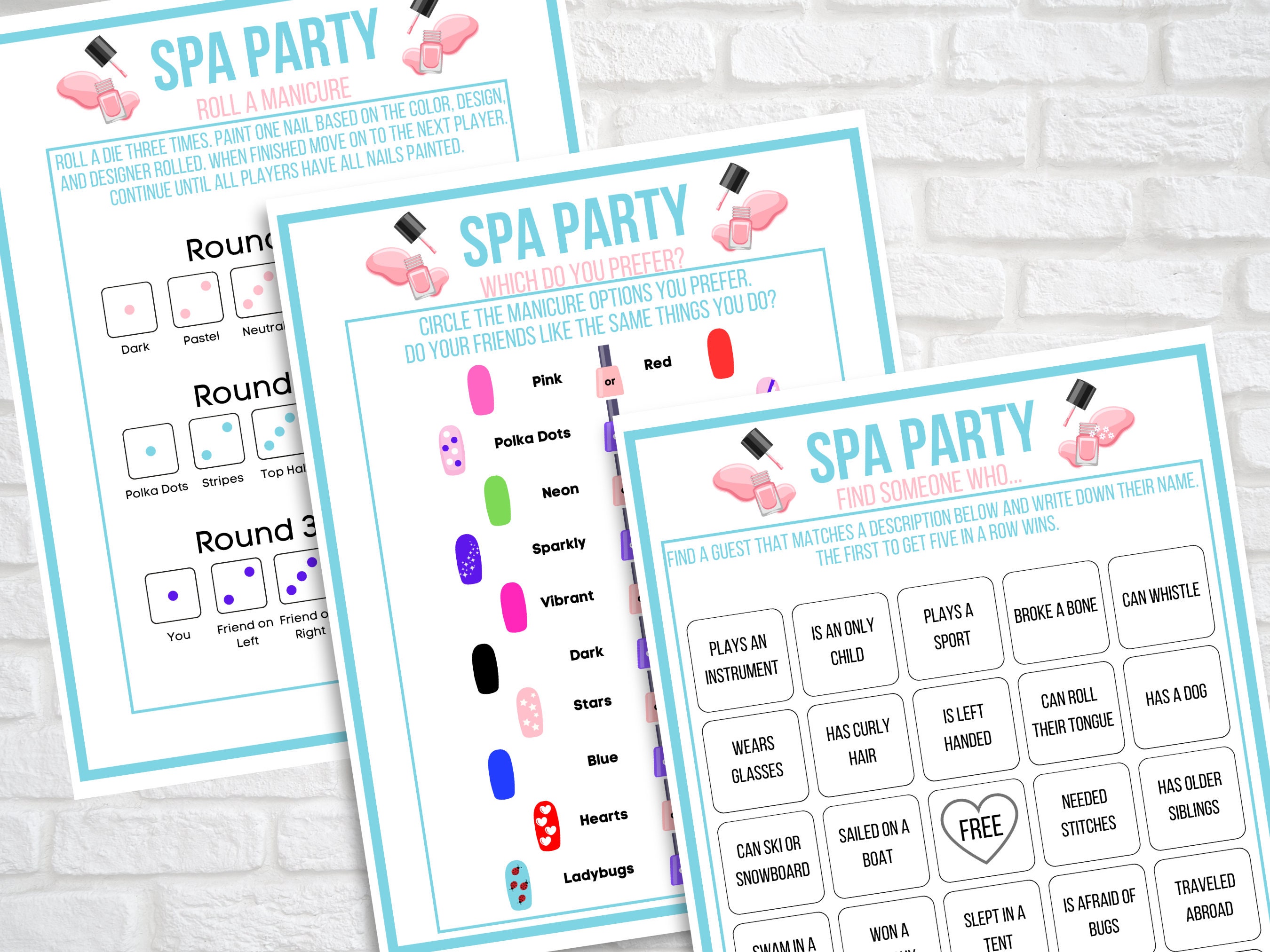 Spa Party Games Printable, Spa Party Activities, Girls Spa Party Games ...