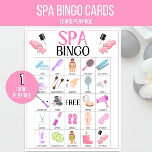 Spa Bingo, 40 Spa Bingo Cards, Spa Birthday Party Game, Girls Party ...