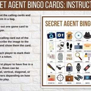 Secret Agent Bingo, 30 Printable Secret Agent Bingo Cards, Secret Agent ...