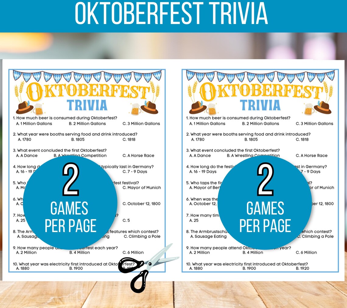 Oktoberfest Trivia Game, Oktoberfest Trivia Quiz, Oktoberfest Games ...
