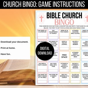 Bible Church Bingo, 50 Church Bingo Cards, Christian Bingo, Find ...