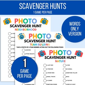 Photo Scavenger Hunt, Nature Scavenger Hunt, Neighborhood Scavenger ...